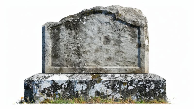 Weathered Stone Gravestone with Worn Inscriptions Placed in an Old ...