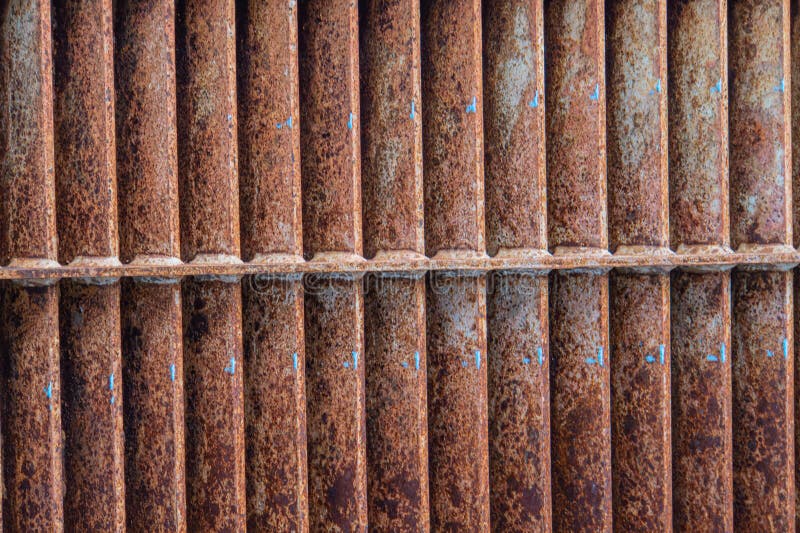 Image Shows a Weathered Close-up of an Old Metal Structure with Rust or ...