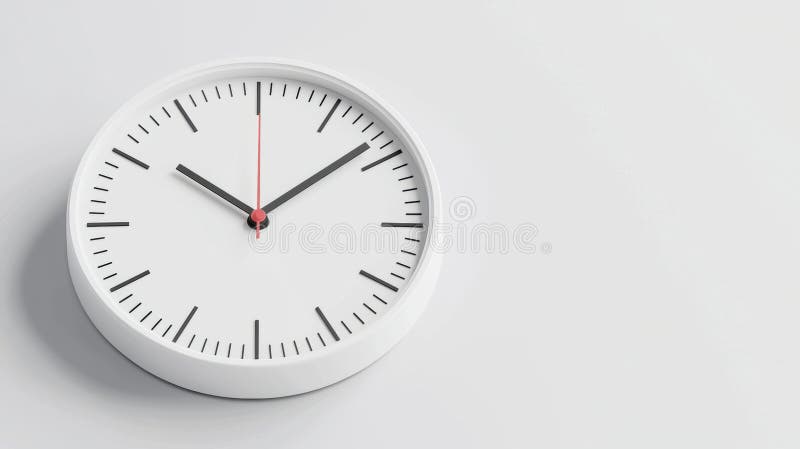 A White Analog Clock with Black Hands and Numbers. Stock Image - Image ...