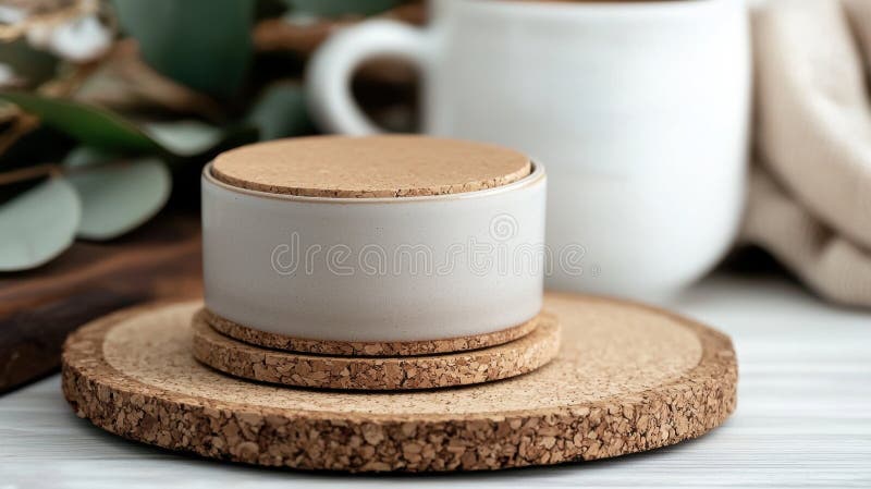 Coaster with a White Ceramic Container on Top. Stock Photo - Image of ...