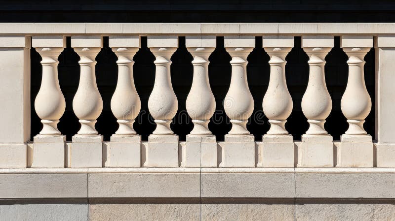 A White Stone Balustrade with a Repeating Pattern of Columns and ...