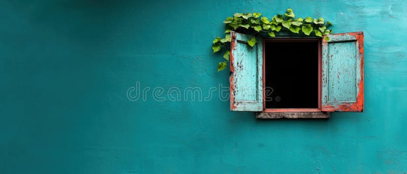 A Small Window with a Plant Growing on Top. Stock Illustration ...