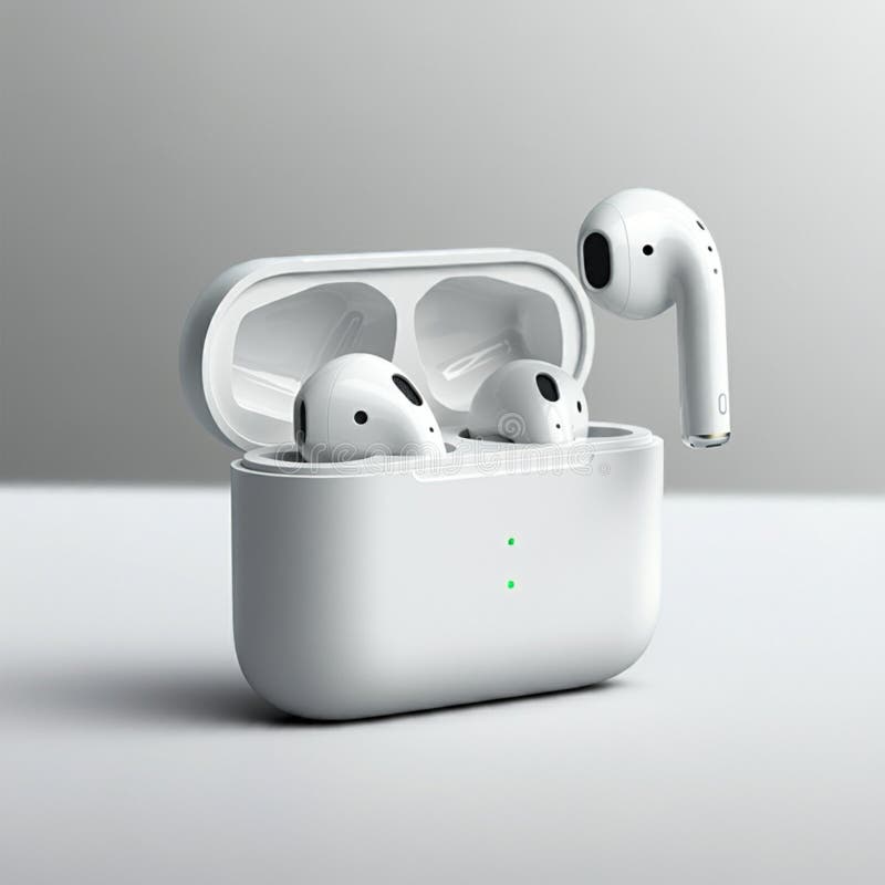 AI Generated Modern Wireless Earpods on a White Background with Sleek ...