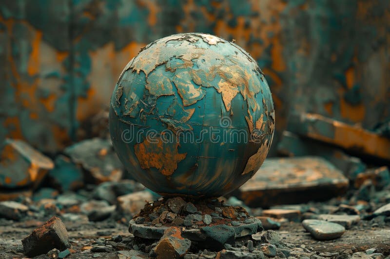 Weathered Globe in a Desolate Landscape Stock Photo - Image of bleak ...