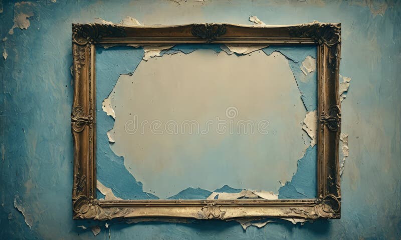 Ornate Gold-framed Painting with White Background is Displayed Against ...