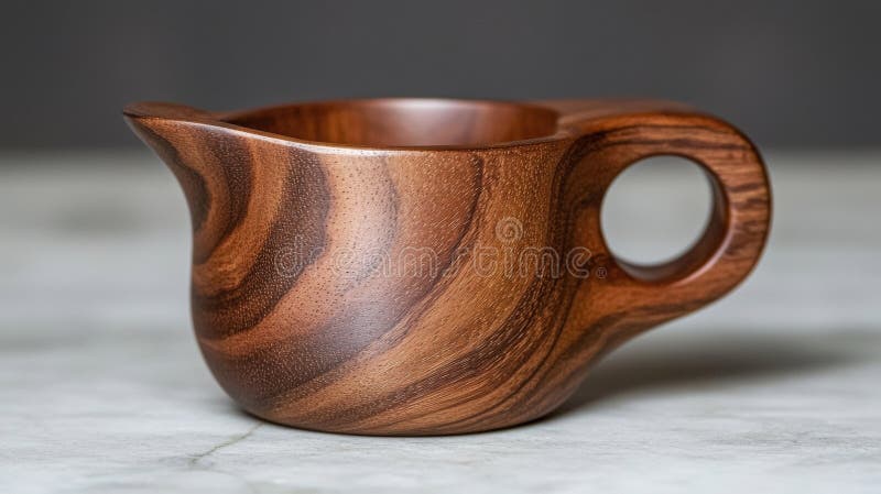 A Wooden Pitcher with a Handle and Spout. Stock Image - Image of spout ...
