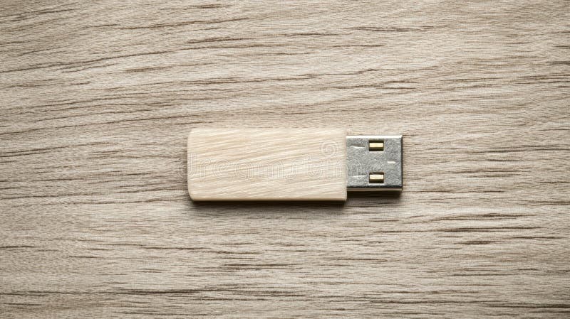A Wooden USB Drive with a Silver Connector. Stock Image - Image of ...