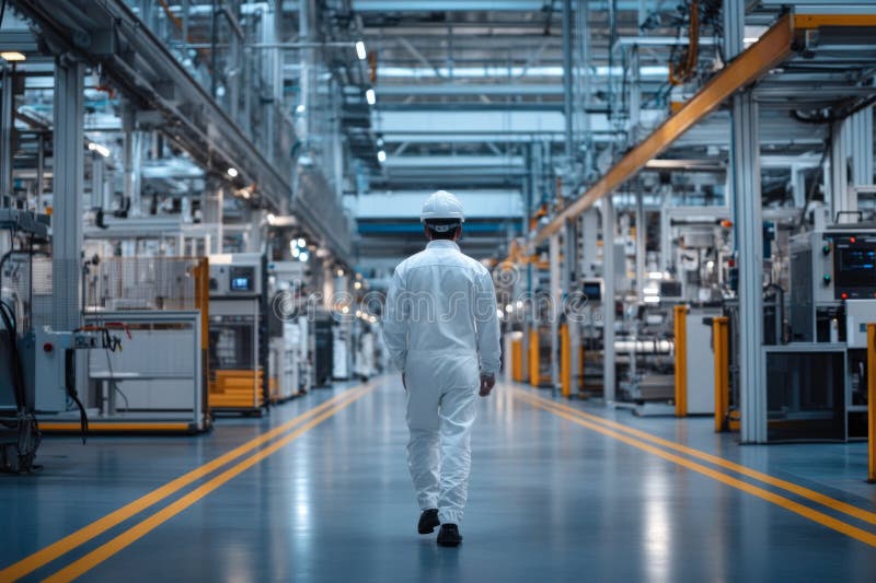 A Worker in a Clean Manufacturing Facility Explores the High-tech ...