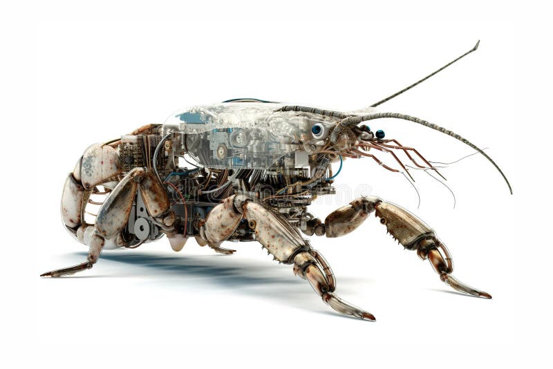 Image of a Shrimp Modified into a Robot on a White Background ...