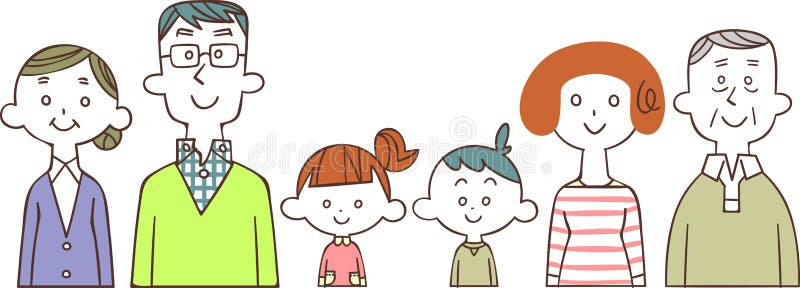 Side-by-side Upper Body of a Three-generation Family Stock Vector ...