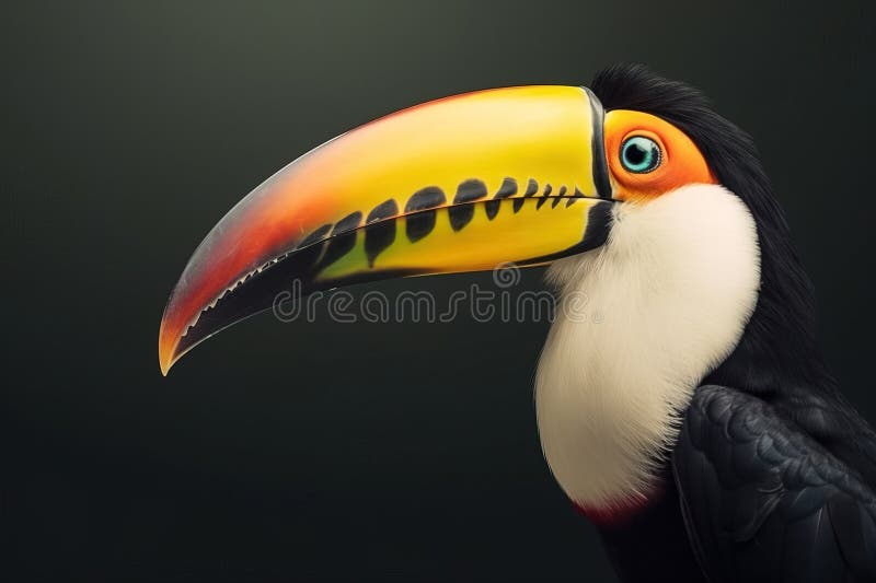 Image of Side View of a Toucan Bird with a Large and Colorful Beak ...