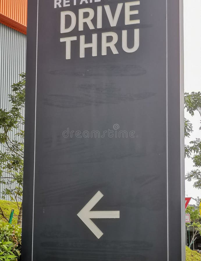Drive thru sign board stock photo. Image of complex - 187841220