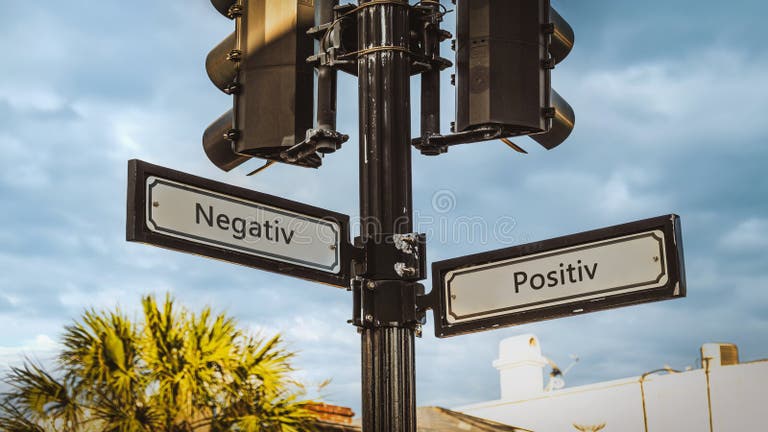 Signposts the Direct Way To Positive Versus Negative Stock Image ...