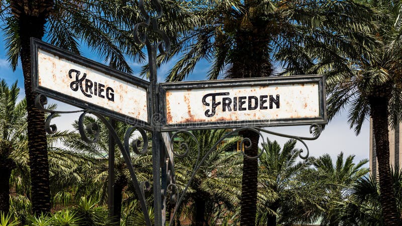 Signposts the Direct Way To Peace Versus War Stock Image - Image of ...