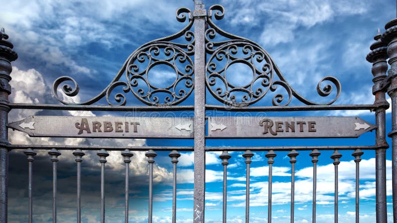 Signposts the Direct Way To Retirement Versus Work Stock Photo - Image ...