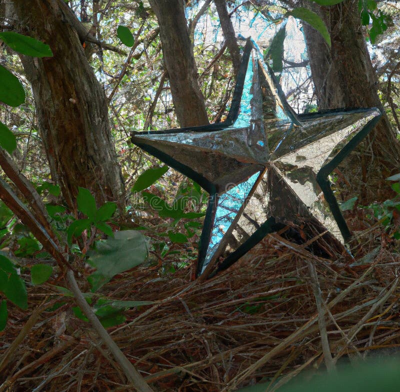 Image of Silver Five Arm Star in Amongst Trees in Forest Stock Photo ...