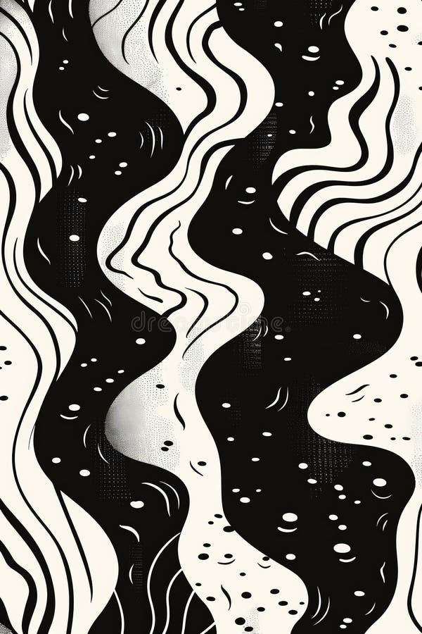 Abstract Black and White Wave Pattern Stock Illustration - Illustration ...