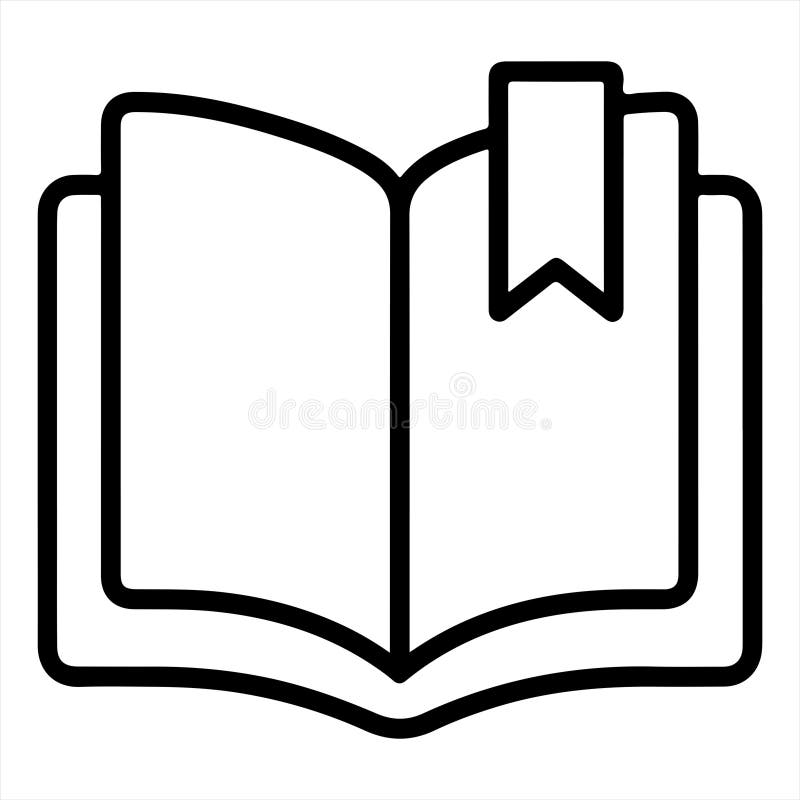 Open Book Outline with Bookmark Icon Stock Illustration - Illustration of book, pages: 375726864