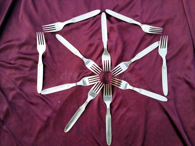 Simple Set of Fork and Isolated on Violet Background. Stock Image ...