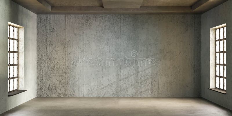 Empty Room with Two Windows 3d Render Illustration Stock Illustration ...