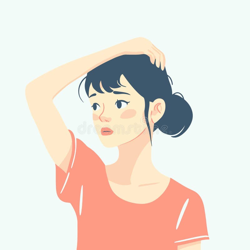 Simple Vector of Woman Scratching Head Puzzled Expression Stock ...