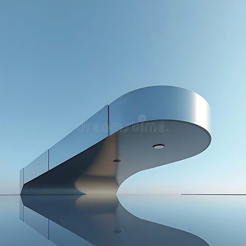 The Image is Simpler, Featuring a Curved Metallic Structure Against a ...