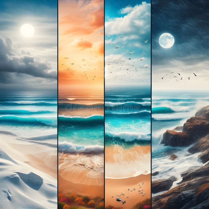 Image of a Single Photo with Four Frames Depicting Winter, Spring ...