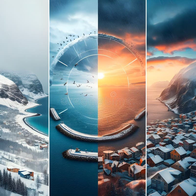 Image of a Single Photo with Four Frames Depicting Winter, Spring ...