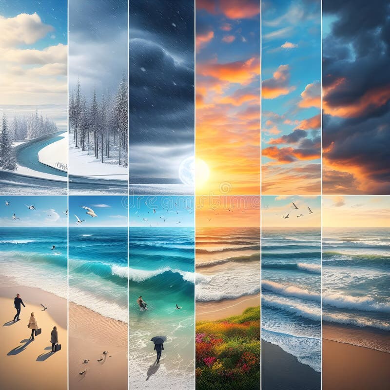 Image of a Single Photo with Four Frames Depicting Winter, Spring ...