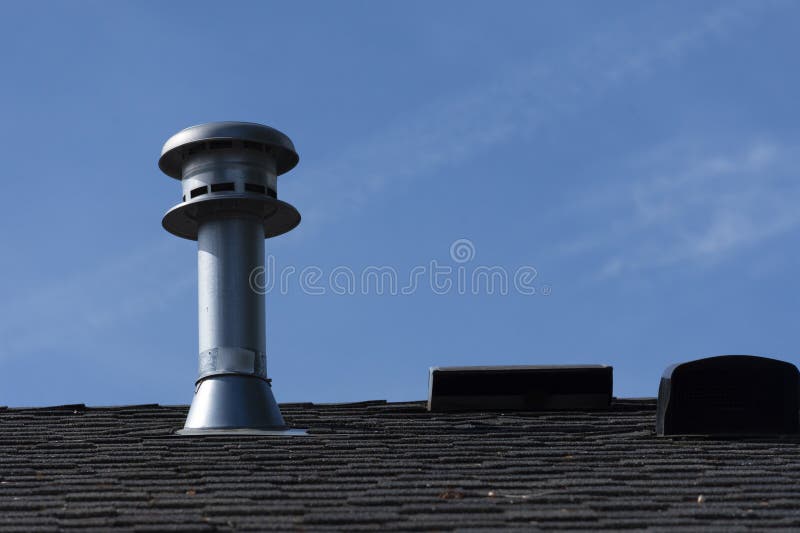 Residential Rooftop Vent Stack and Blue Sky Stock Photo - Image of ...
