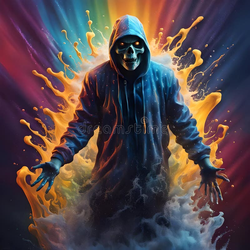 Image of Sinister Spirit Rising Up from Liquid Splash Art. Stock ...