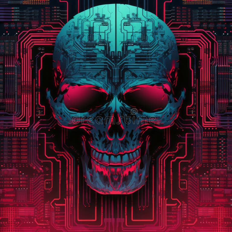 An Image of a Skull on an Electronic Circuit Board Stock Illustration ...