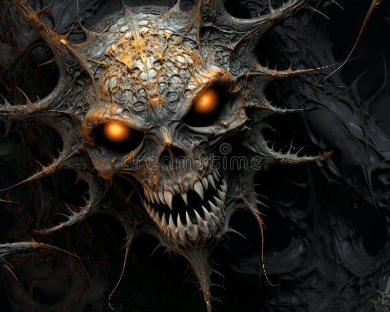 An Image of a Skull with Glowing Eyes Stock Illustration - Illustration ...