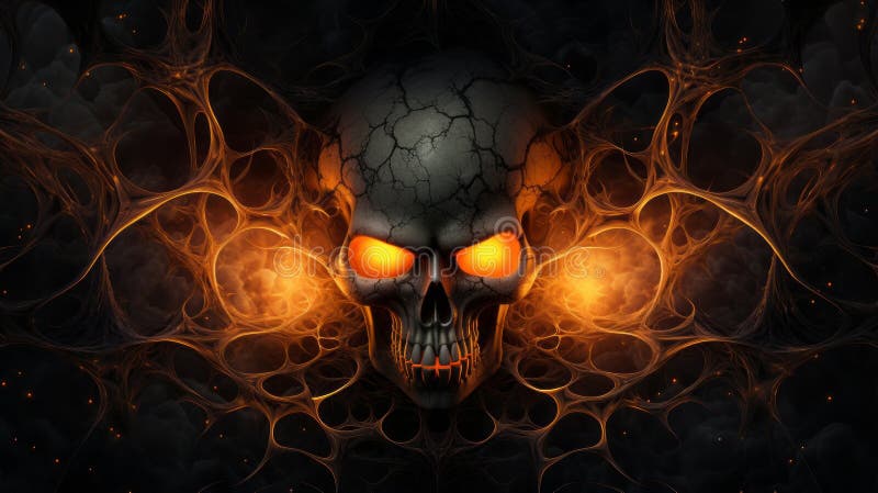 An Image of a Skull with Glowing Eyes Stock Illustration - Illustration ...