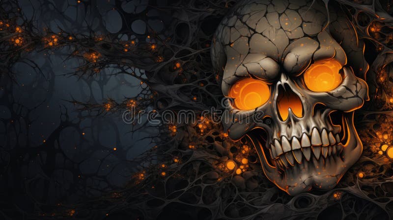 An Image of a Skull with Glowing Eyes Stock Illustration - Illustration ...