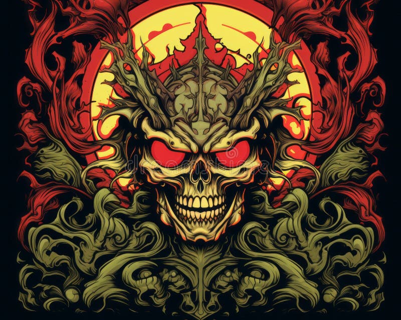 An Image of a Skull with Red Eyes on a Black Background Stock ...