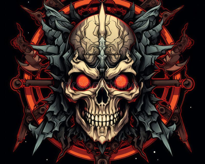 An Image of a Skull with Red Eyes on a Black Background Stock ...
