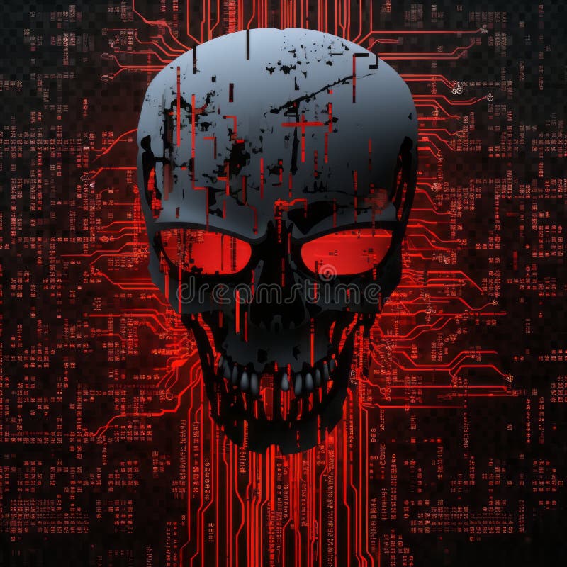 An Image of a Skull with Red Eyes on a Black Background Stock Image ...