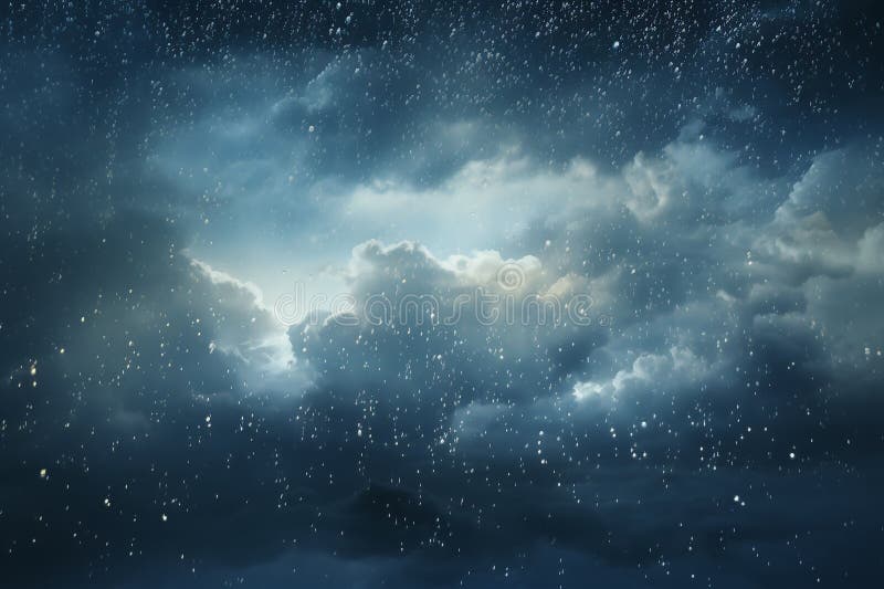 An Image of the Sky at Night with Clouds and Rain Stock Illustration ...