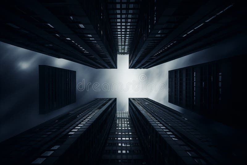 An Image of Skyscrapers Looking Up at the Sky Stock Illustration ...