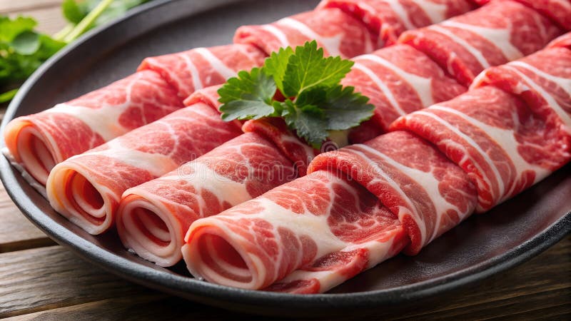 Image of Sliced Fatty Beef Roll for Hot Pot Stock Illustration ...