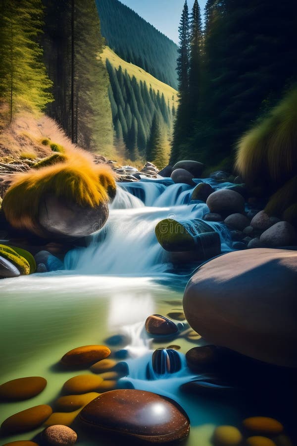 Image of the Slow Exposure Photography of Water Streaming Down from the ...
