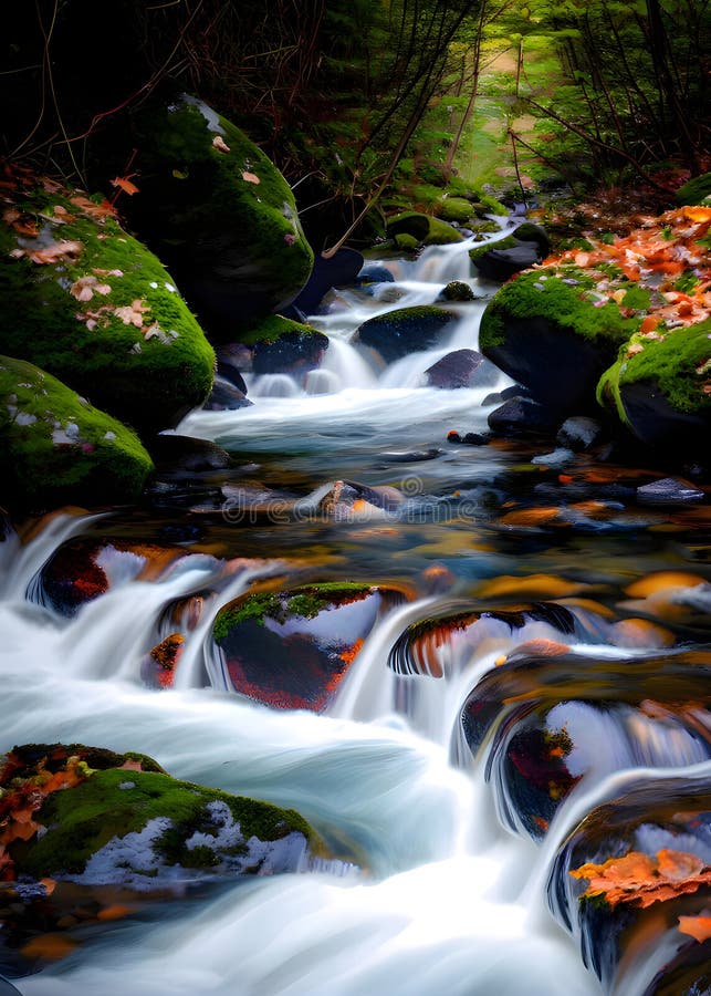 Image of the Slow Exposure Photography of Water Streaming Down from the ...