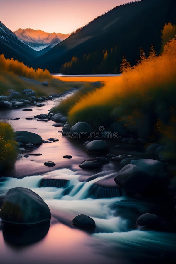 Image of the Slow Exposure Photography of Water Streaming Down from the ...
