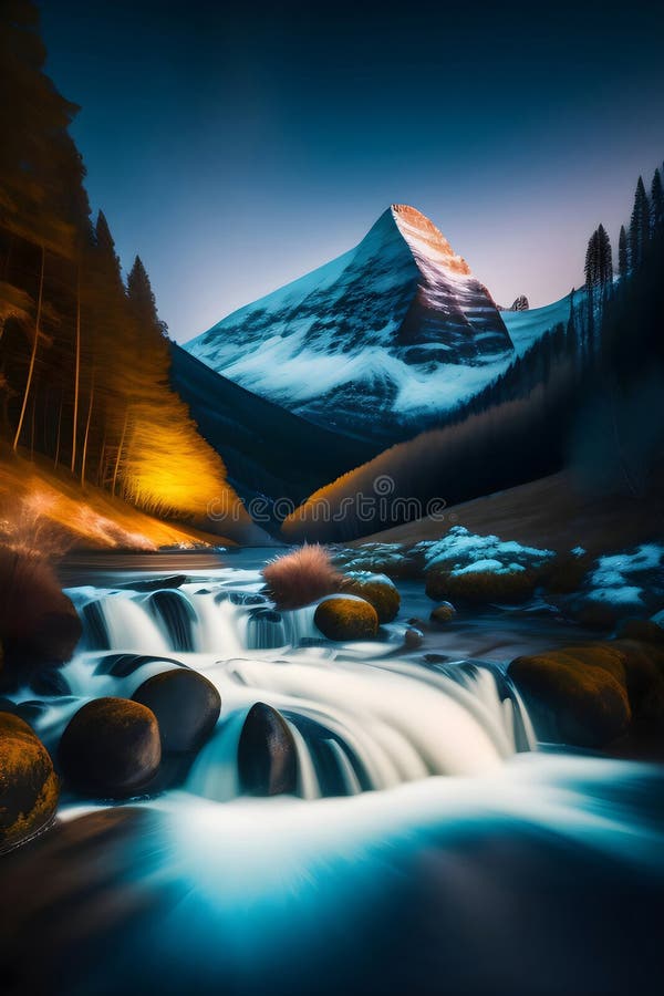 Image of the Slow Exposure Photography of Water Streaming Down from the ...
