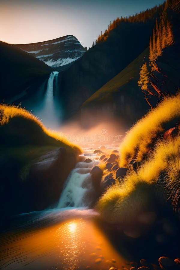 Image of the Slow Exposure Photography of Water Streaming Down from the ...