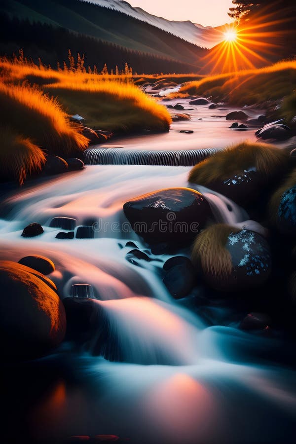 Image of the Slow Exposure Photography of Water Streaming Down from the ...