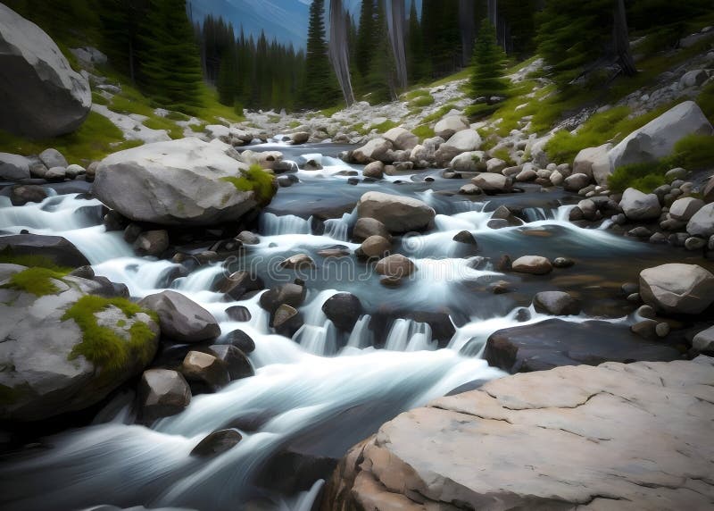 Image of the Slow Exposure Photography of Water Streaming Down from the ...