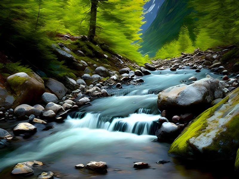 Image of the Slow Exposure Photography of Water Streaming Down from the ...