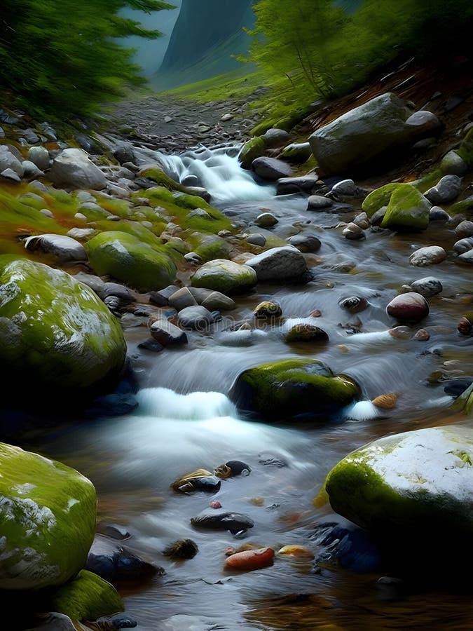 Image of the Slow Exposure Photography of Water Streaming Down from the ...